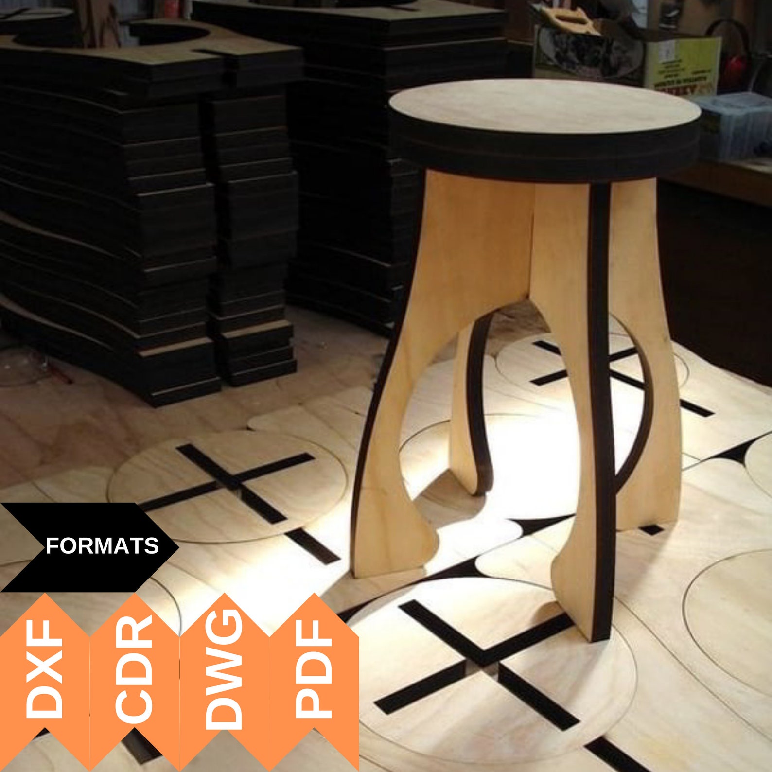 CNC CUTTING FILE Wooden Stool, Cnc Stool, Laser Cut Files, Cnc Files ...