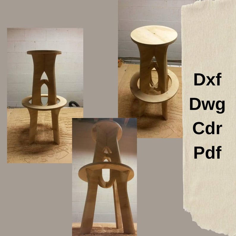CNC CUTTING FILE Wooden Bar Stool, Cnc Stool, Laser Cut Files, Cnc ...