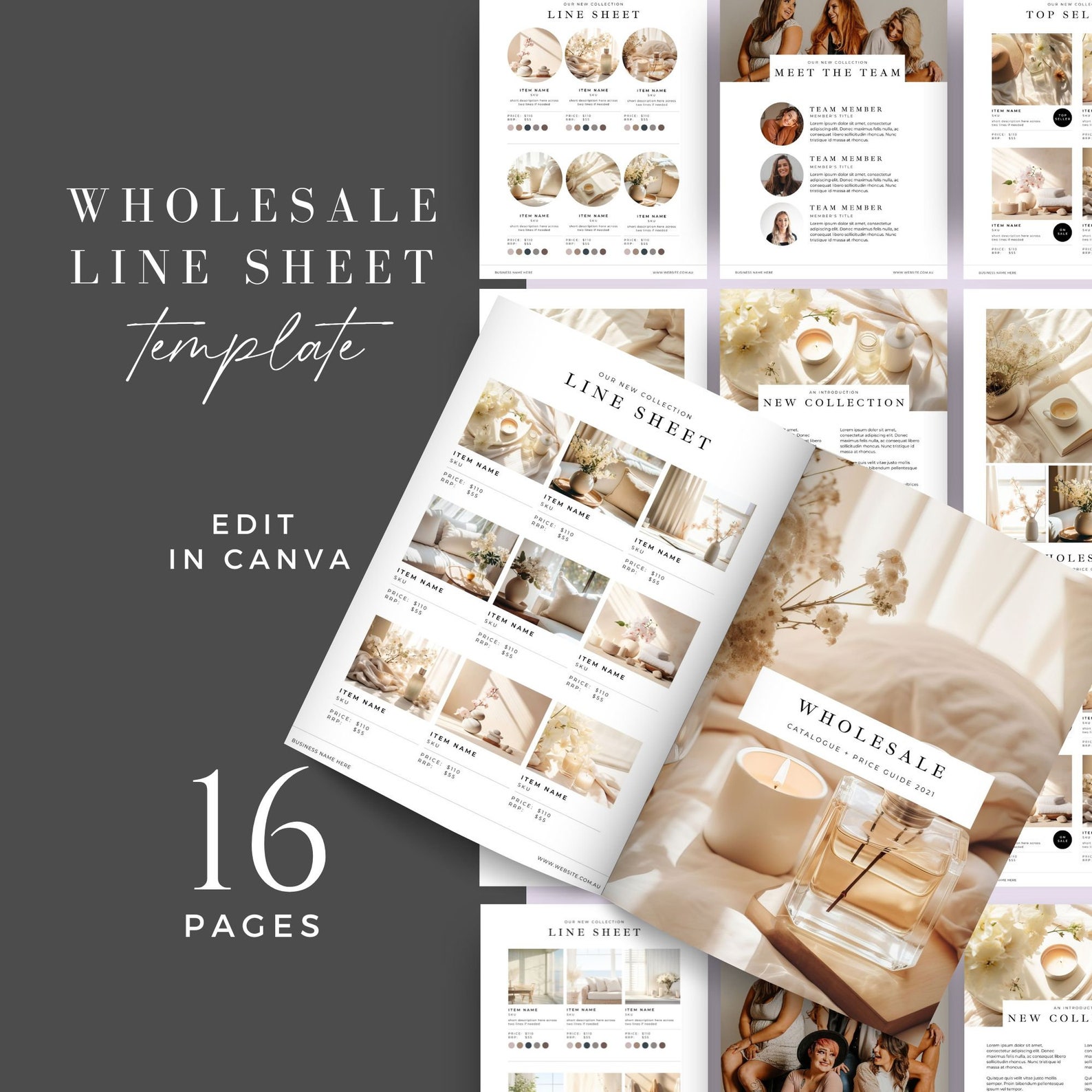 Product Line Sheet Canva, Line Sheet Template for Candle Business ...