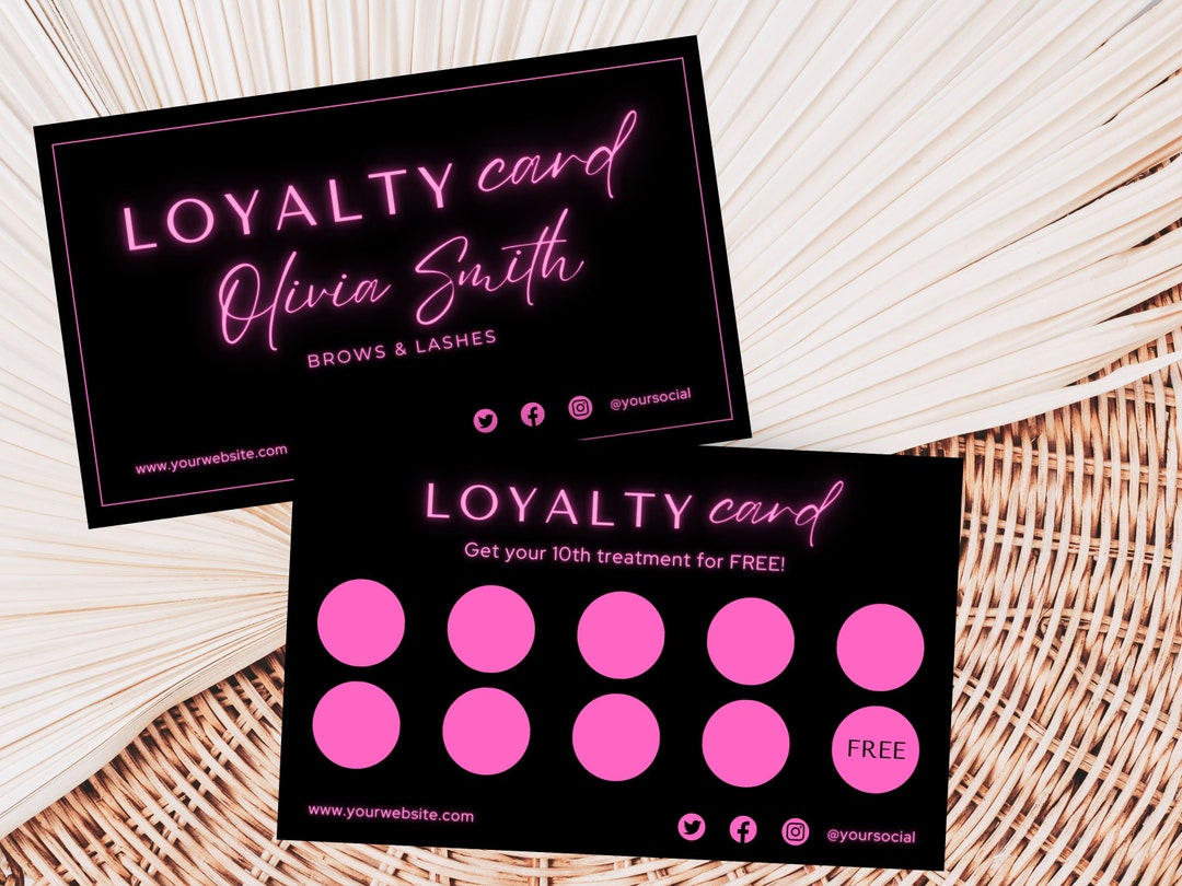Lash Tech Loyalty Card, Esthetician Loyalty Beauty Printable Rewards ...