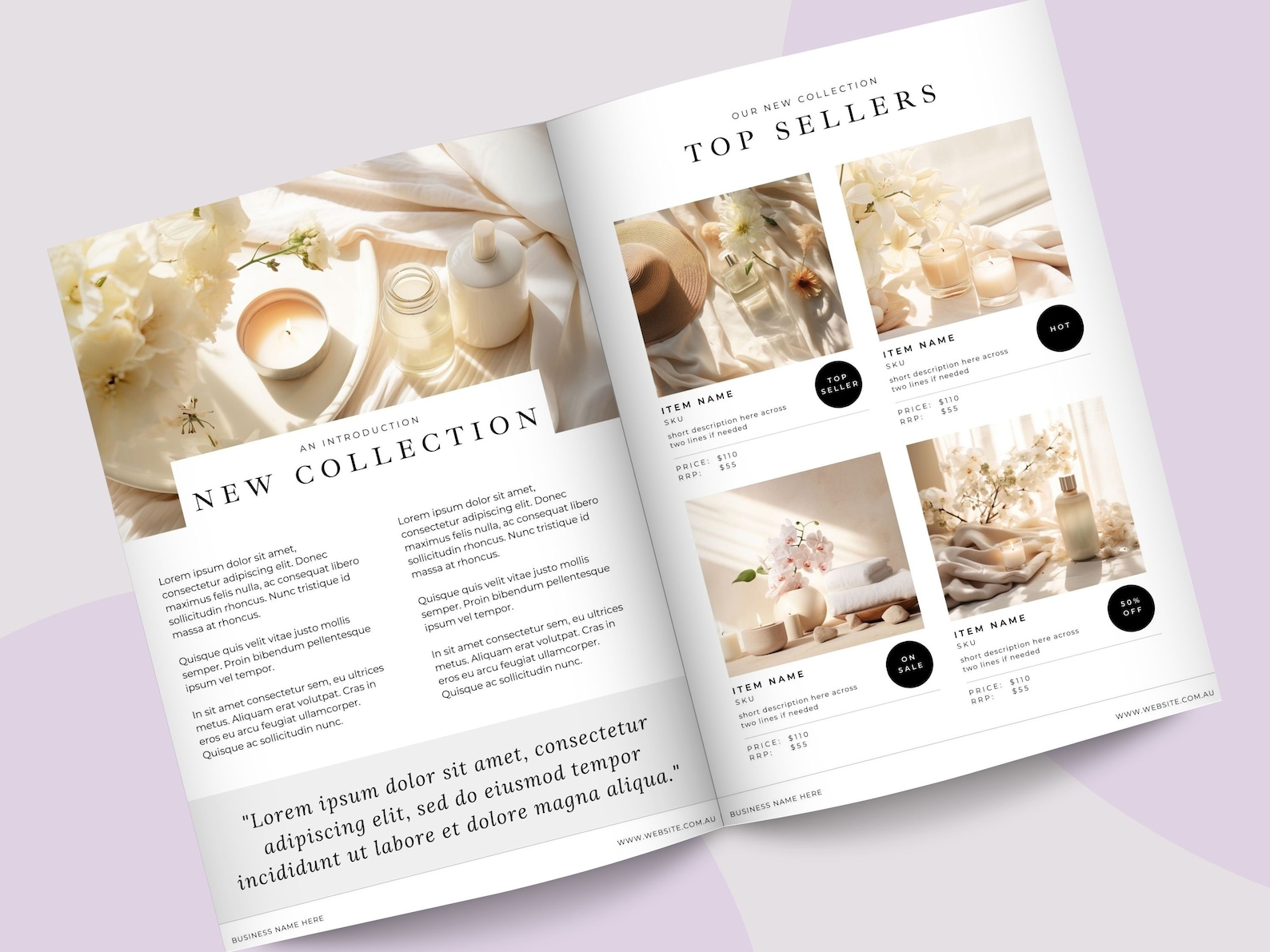 Product Line Sheet Canva, Line Sheet Template for Candle Business ...