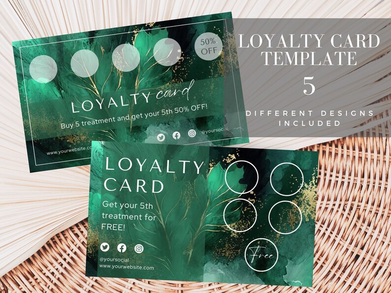 Loyalty Card Template INSTANT DOWNLOAD Printable Rewards Cards Small ...