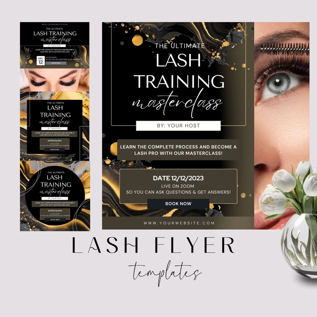 Lash Extension Training Flyer, Lash Flyer Bundle, Canva Templates, Lash ...