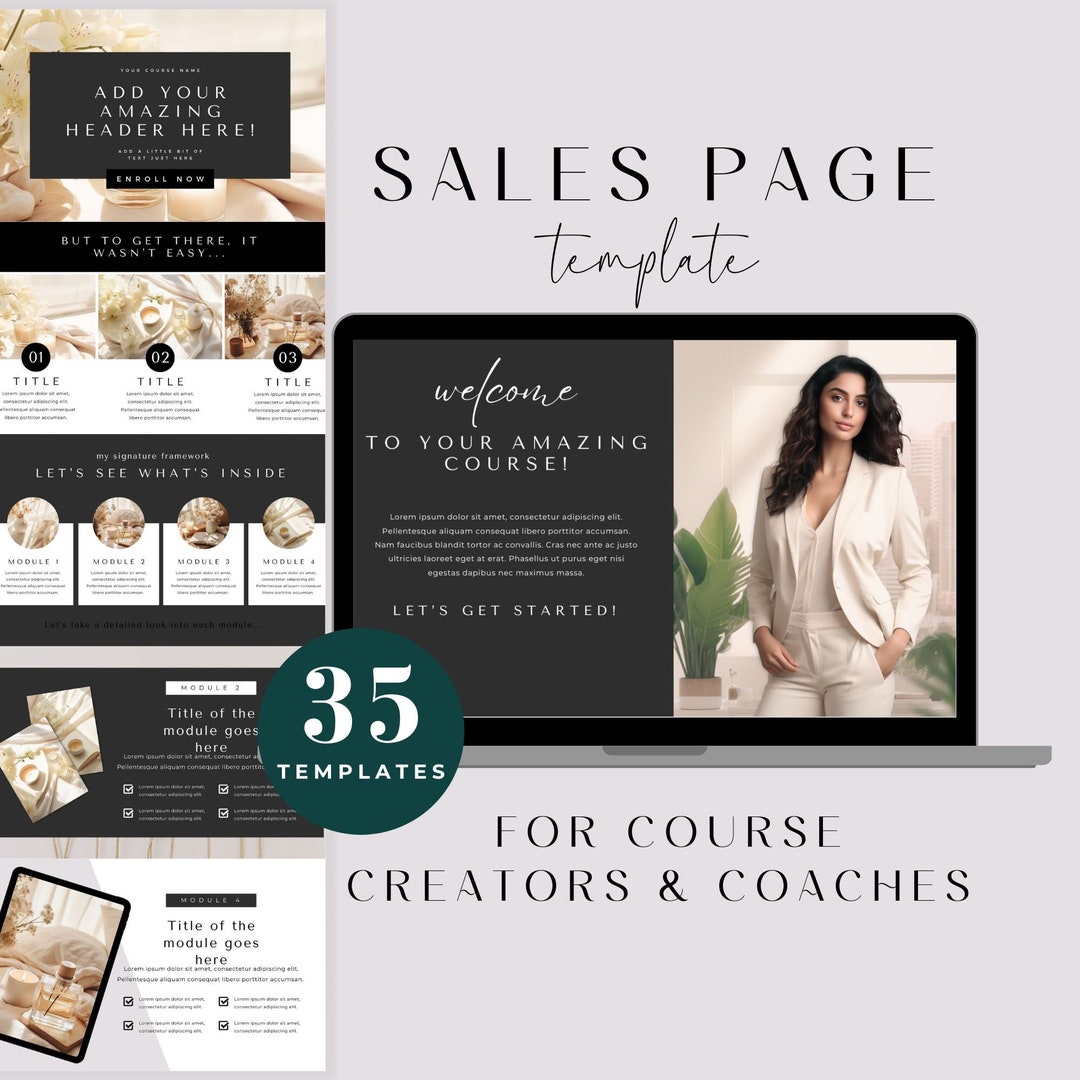 Course Sales Page Canva Template, Course Creator Sales Page, Canva ...