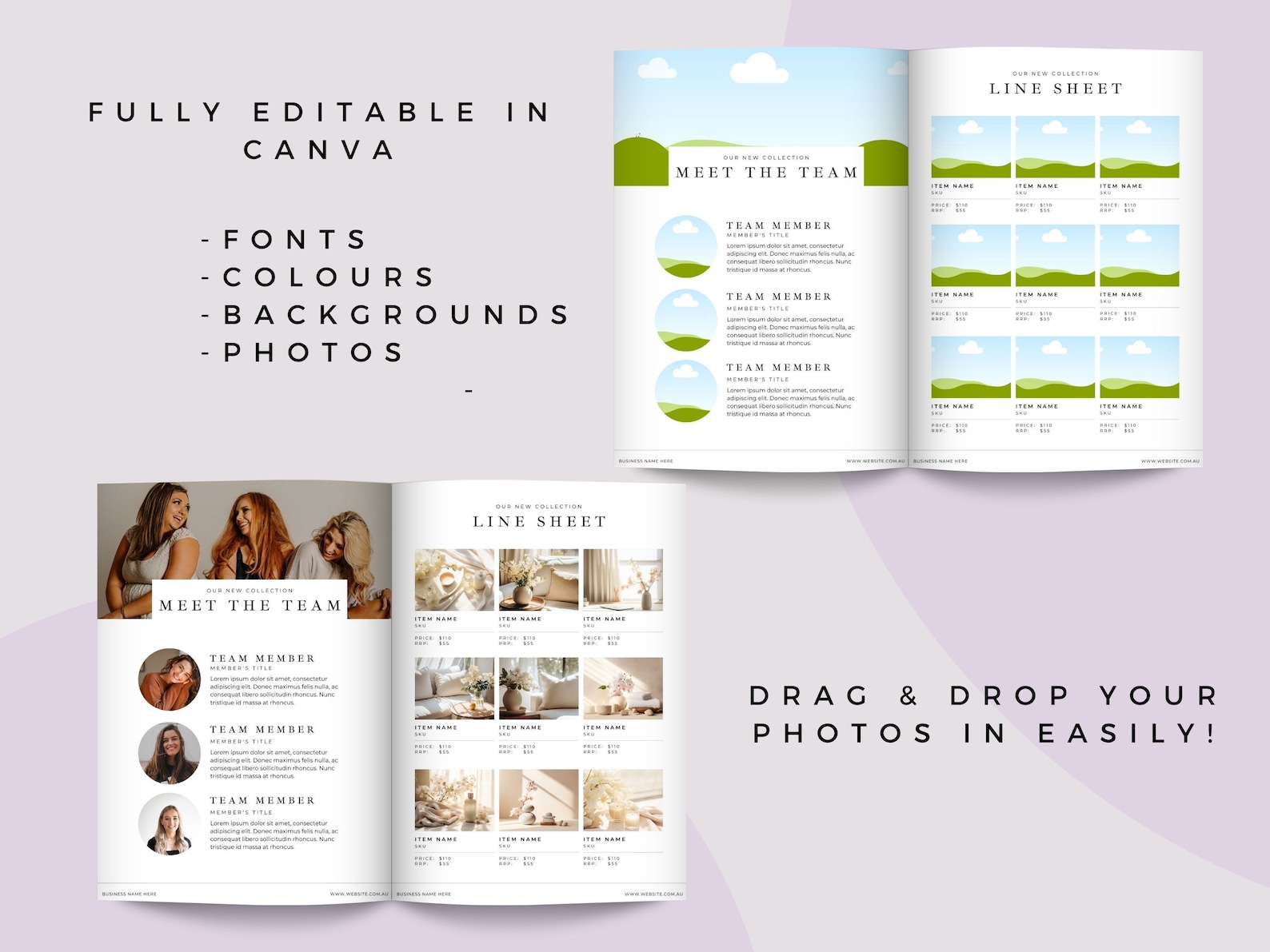 Product Line Sheet Canva, Line Sheet Template for Candle Business ...