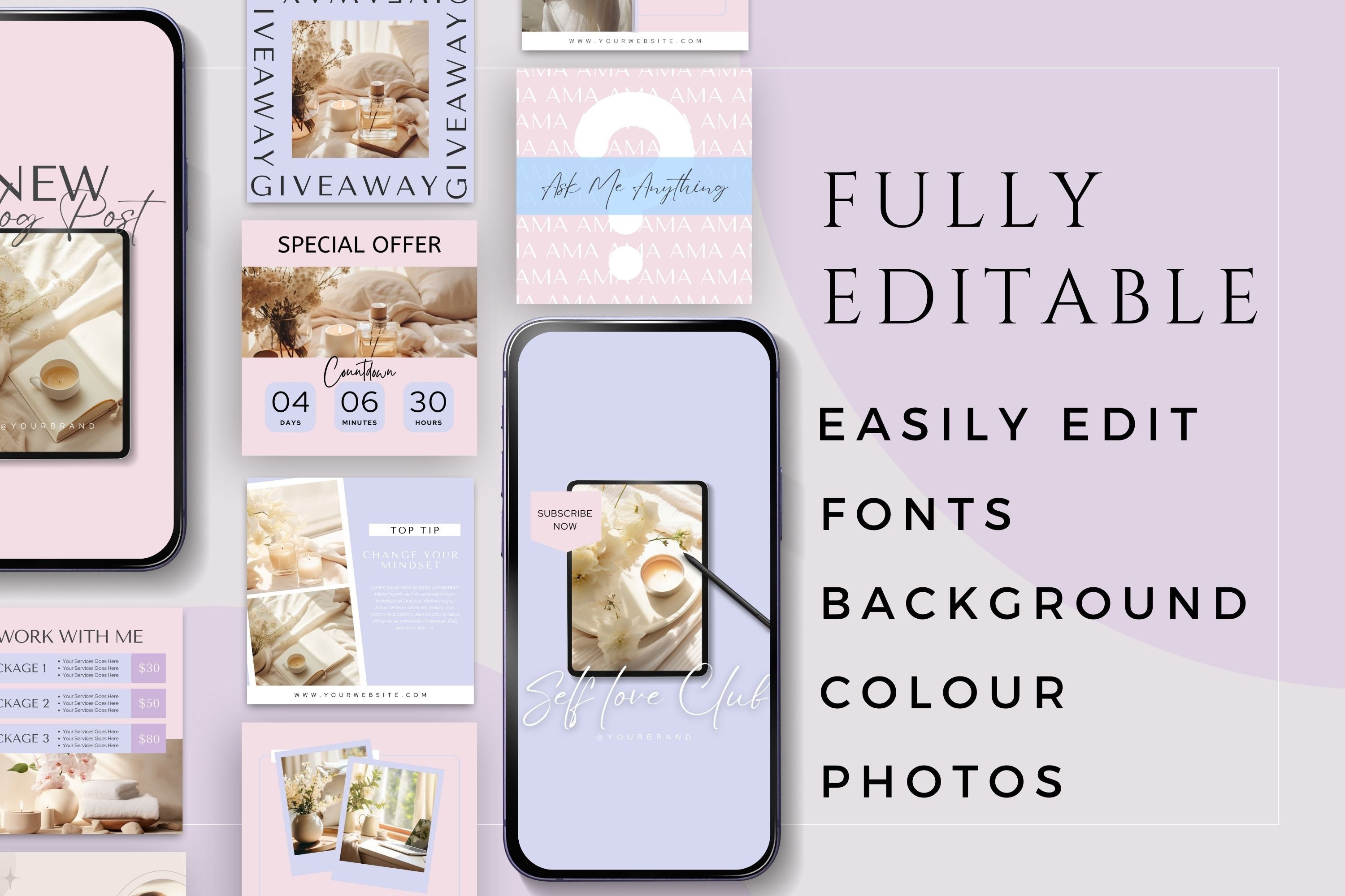 Instagram Template, Social Media Kit, Content Influencer Post, Canva ...