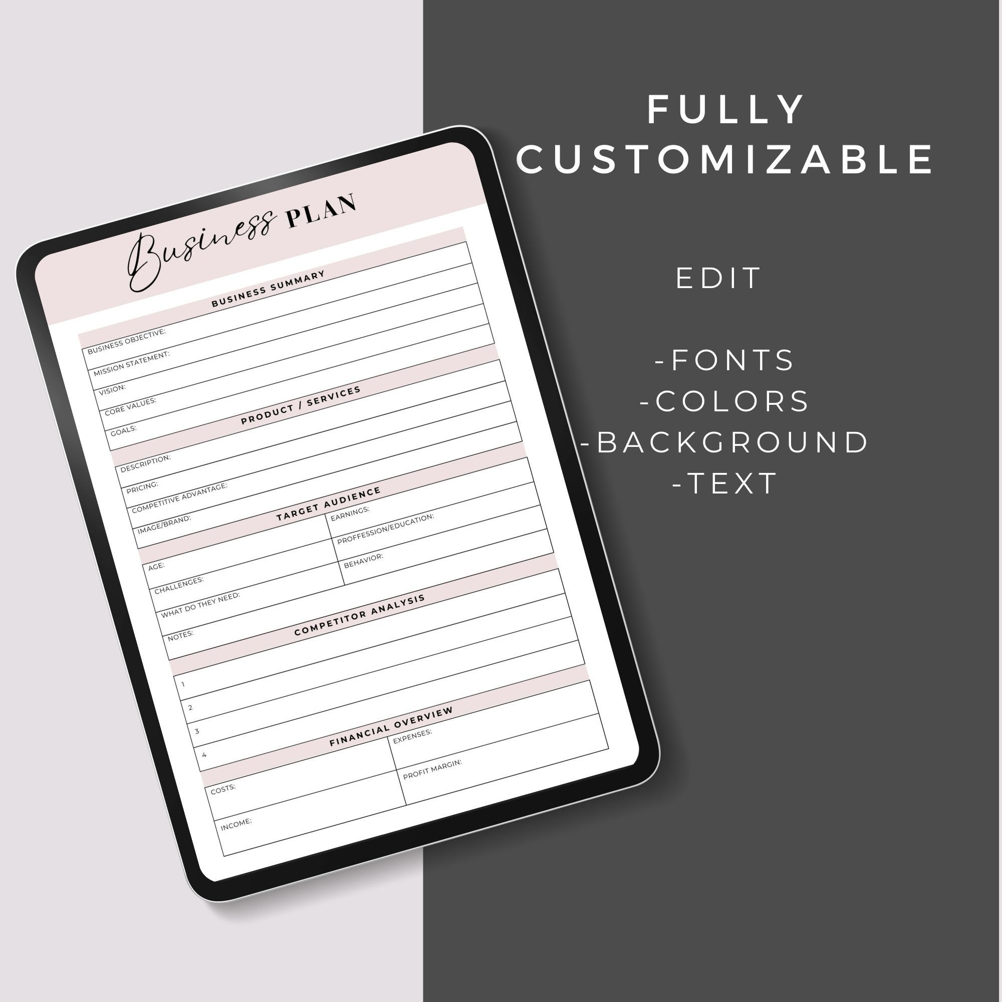 Business Plan Template for a Startup Business, Etsy Business Plan ...