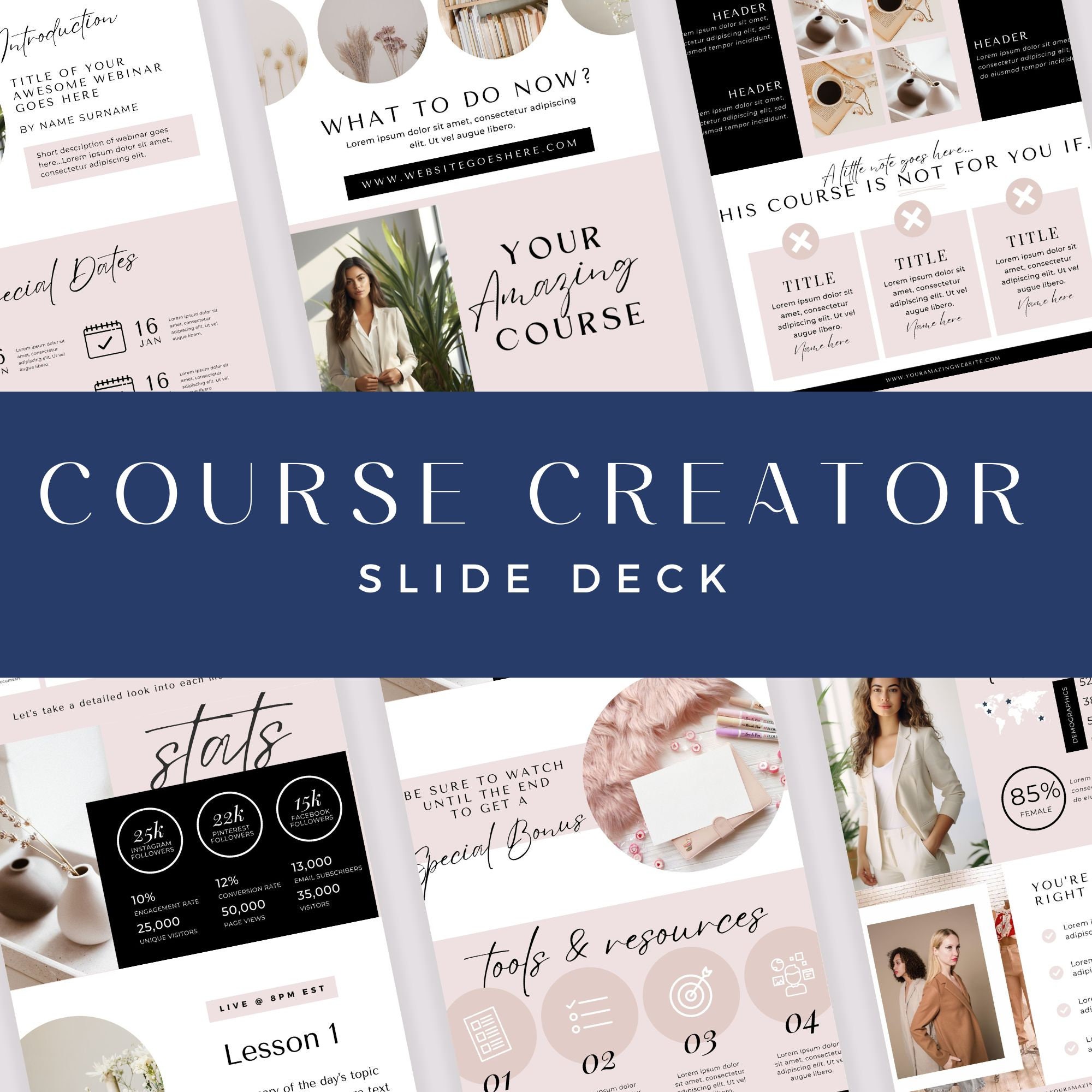 Course Creator Slide Deck, Webinar Template, Canva Pitch Deck ...
