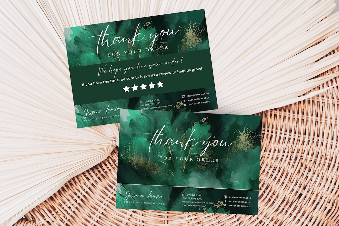 Thank You Card Template INSTANT DOWNLOAD Business Card, Leave a Review ...