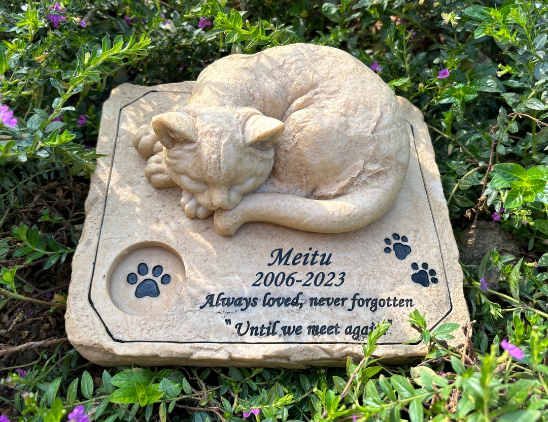 Personalized Pet Cat Memorial Stone With Candelabra,cat Sympathy Gifts ...