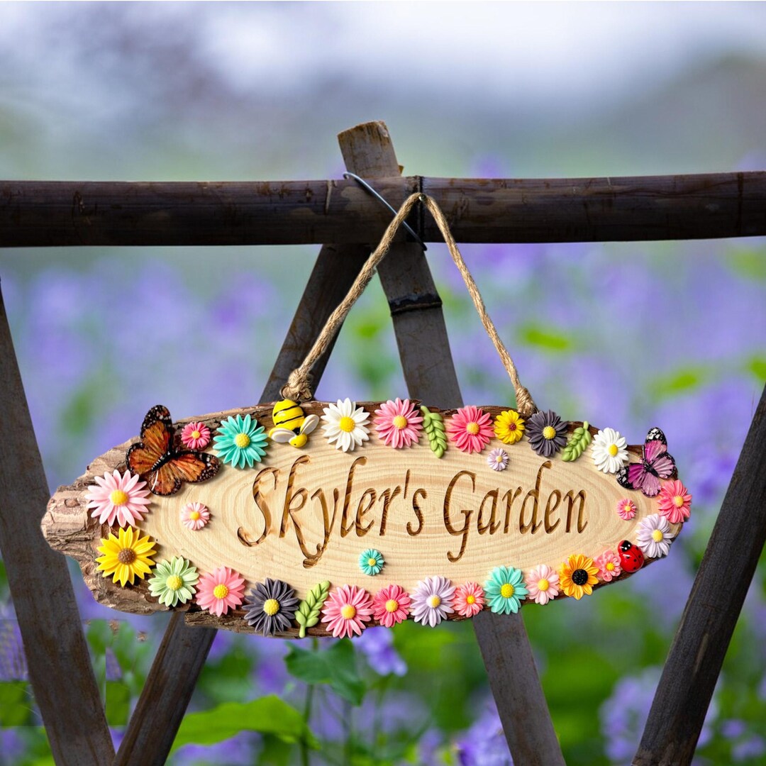 Personalized Wooden Garden Sign, Solid Rustic Wood, Custom Home, Office ...