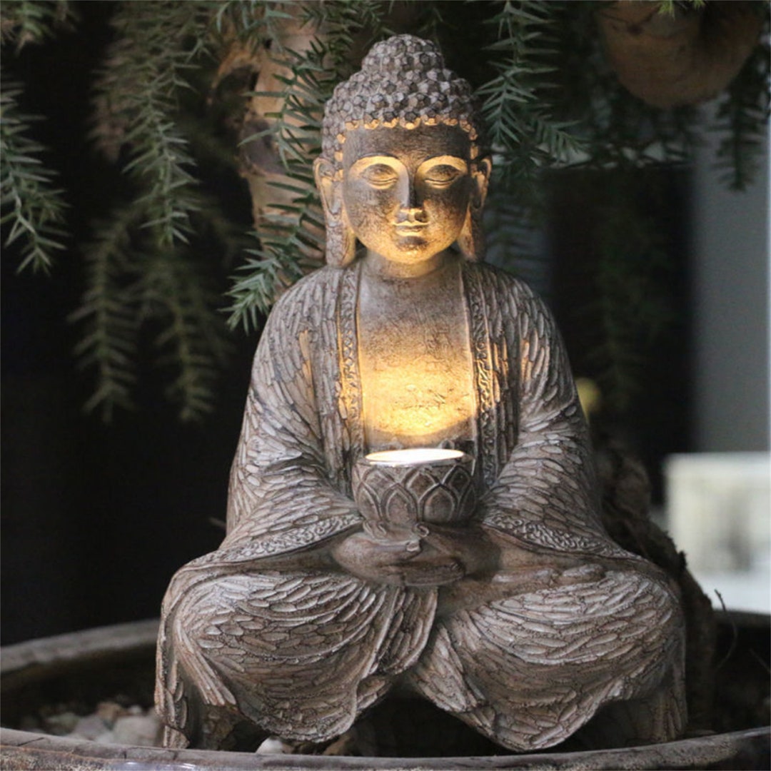 Zen Garden Buddha Statue With Solar Lights Buddha Statue for - Etsy