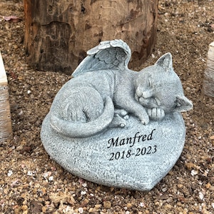 Personalized Angel Cat Memorial Grave Marker Tribute Statue, Garden ...