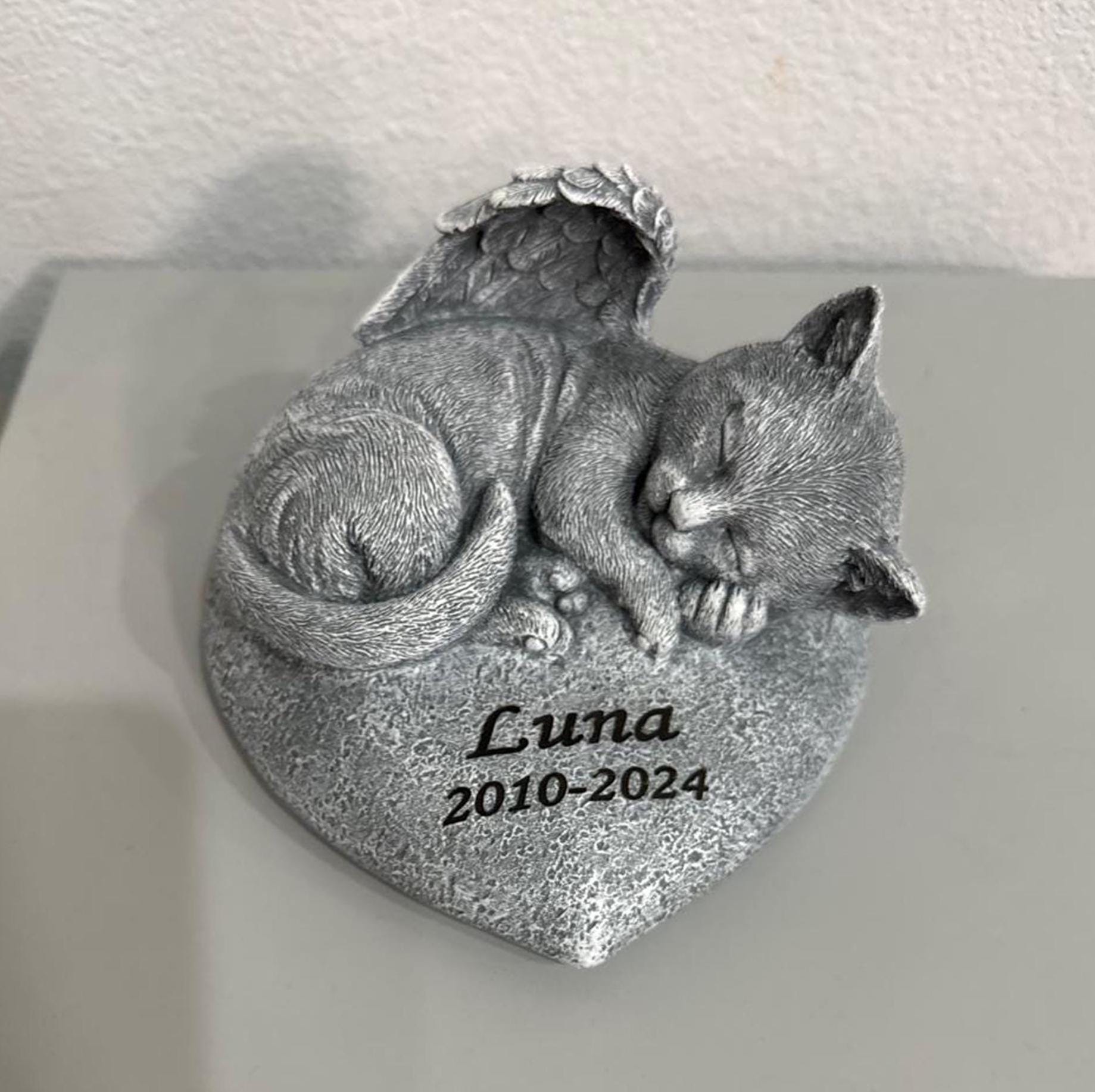 Personalized Cat Statue Memorial Stones Grave Markers With A Sleeping ...