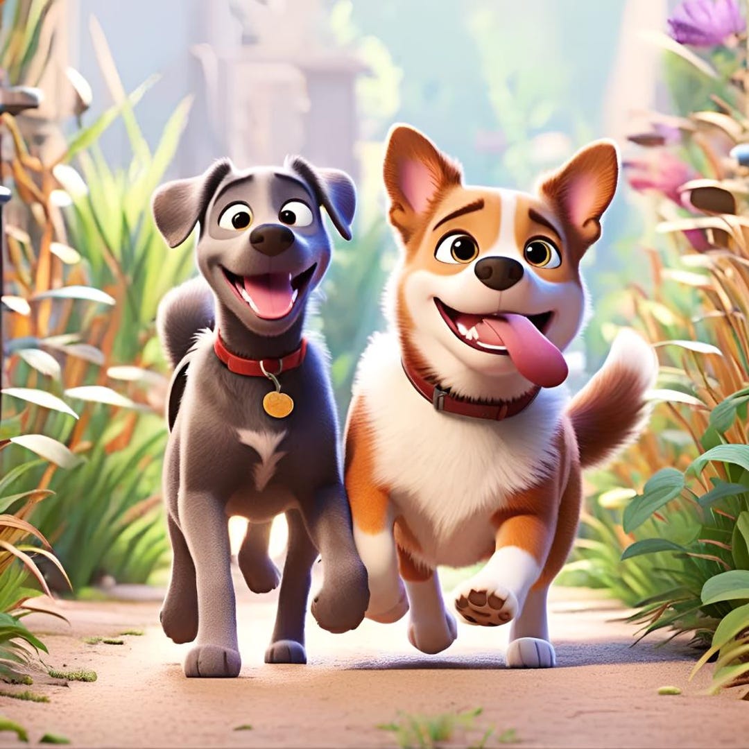 Custom Pixar Style Pet Portrait, Personalized Pet Poster, Dog Cartoon ...