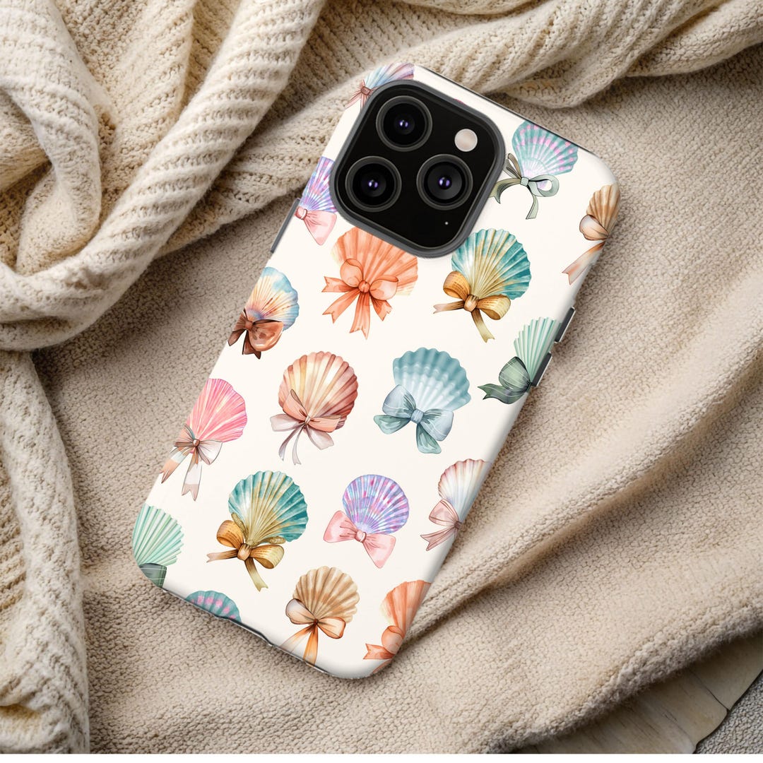 Cute Coquette Bow Seashell Beach Phone Case Galaxy S 24 23 22 21 Pixel ...