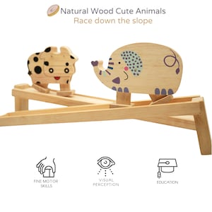 Wooden Animal Eco-movement Toy, Elephant & Cow Racing Ramp Toy for ...