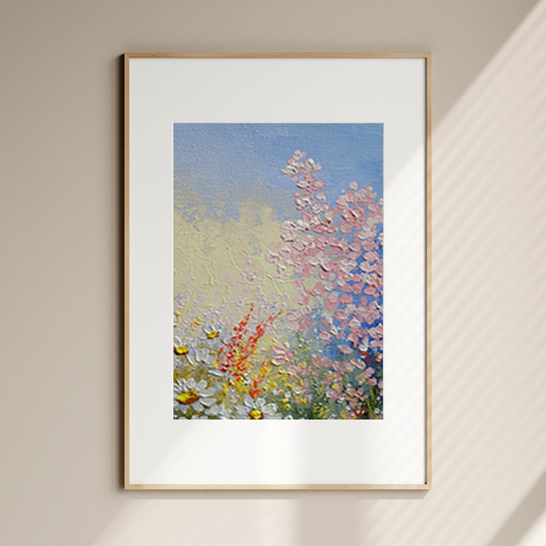 Spring Flower Fields Landscape Printable Wall Art Floral Meadow Oil ...