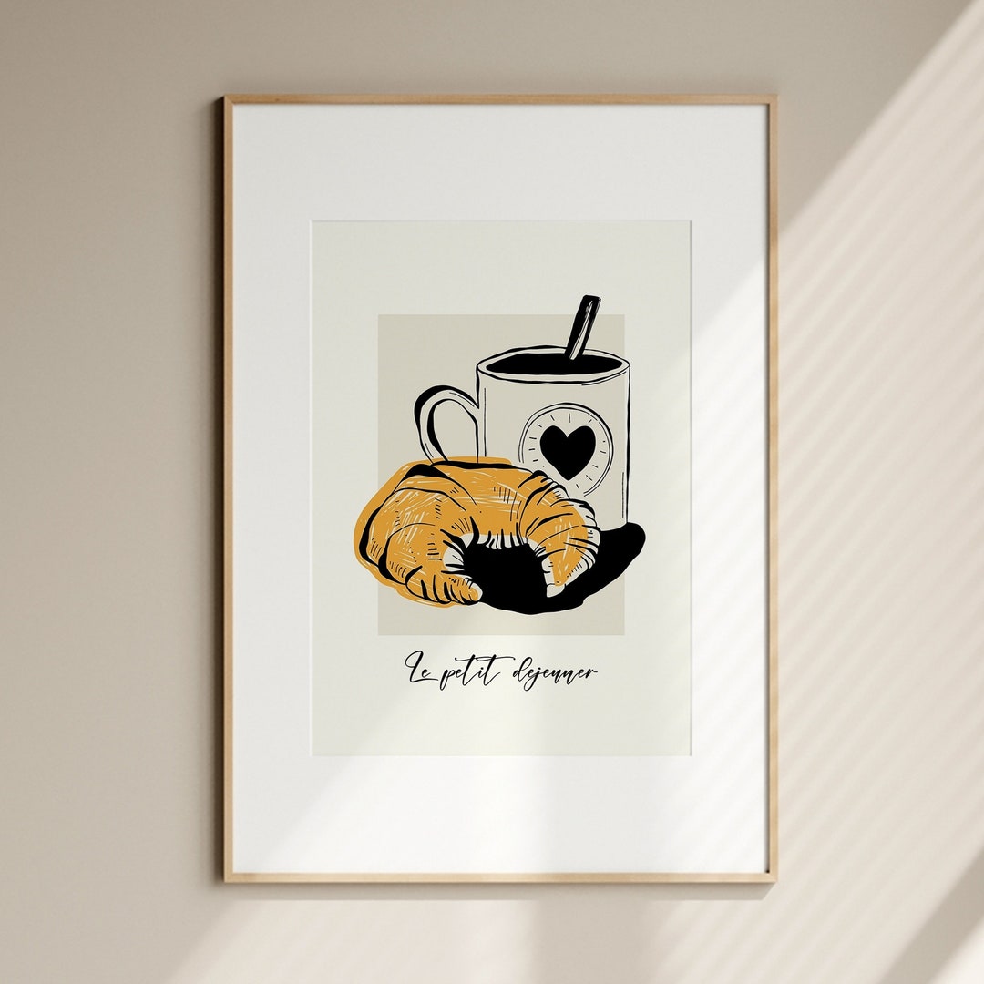 Petit Dejeuner Breakfast Art Print Croissant Coffee Italian Kitchen ...