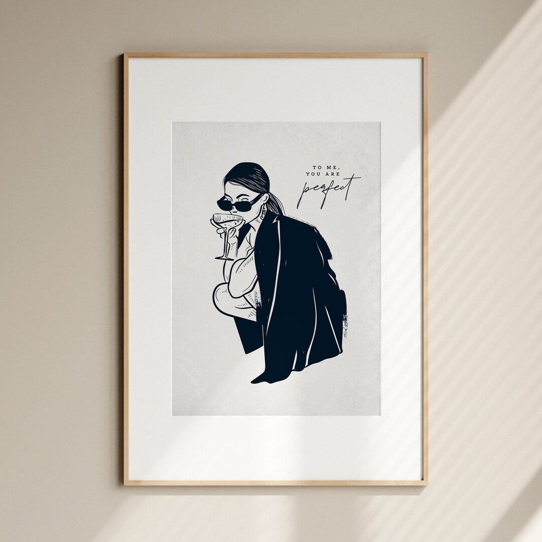Woman Drinking Cocktail Art Print Feminine Poster Fashion Wall Art ...