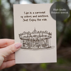 Vintage Carousel Sketch Art Prints Paris Carousel Dreams Gift Quirky ...