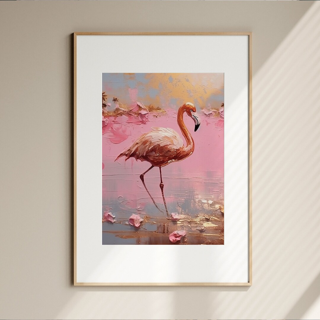 Pink Flamingo Wall Art Print Eclectic Apartment Decor Colorful Girly ...
