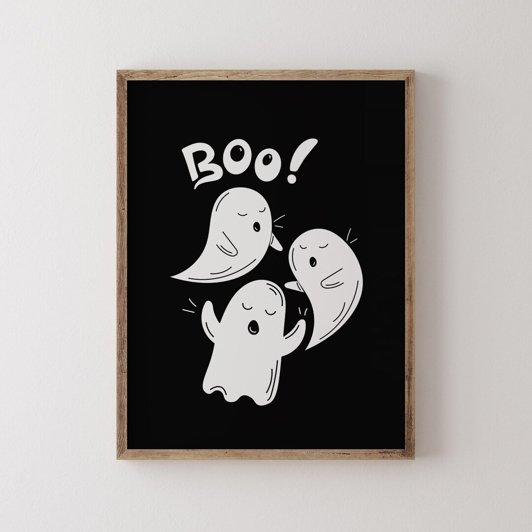 Hey Boo! Cute Ghosts Halloween Wall Art Poster Funny Quote Prints ...