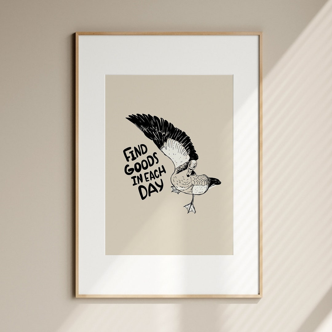 Funny Beach Seagull Print Retro Ocean Wall Art Cute Seagull Poster ...