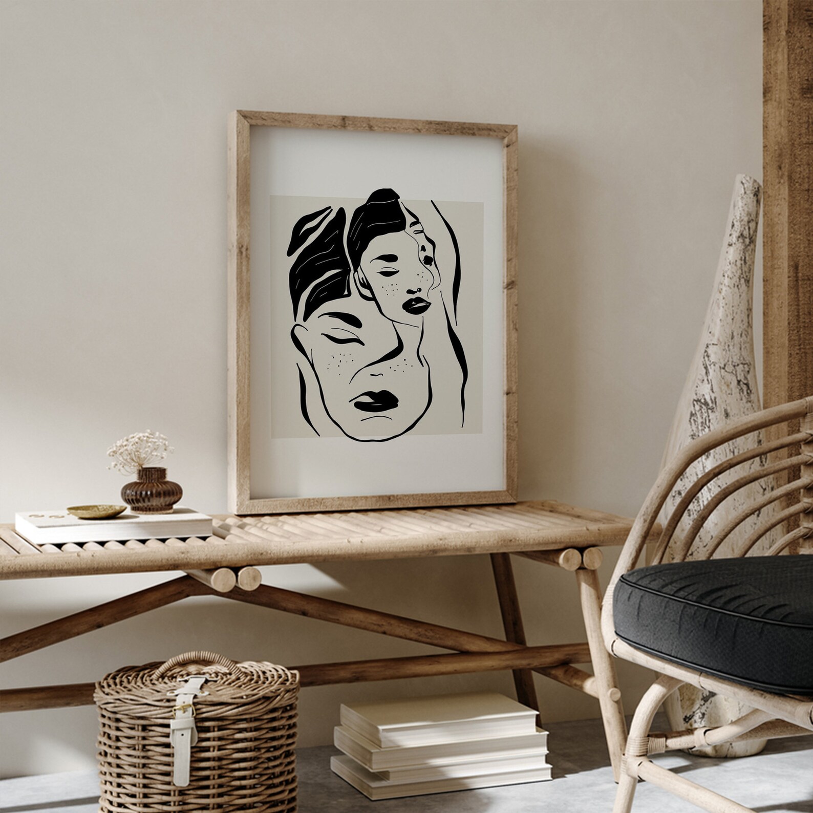 Self Love Abstract Women Face Line Art Print Retro Feminist Poster Boho ...