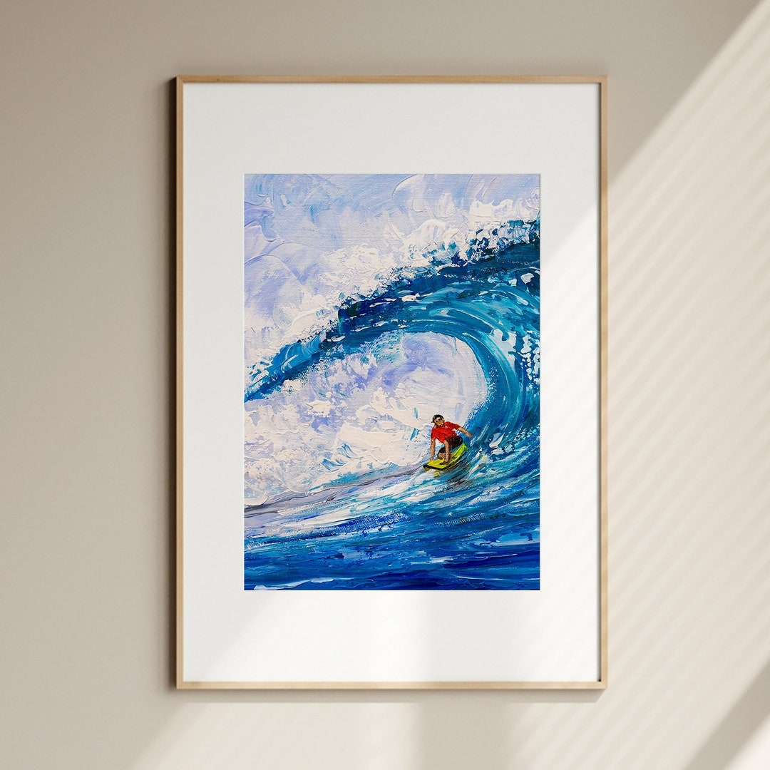 Vintage Surf Poster Ocean Big Wave Aesthetic Print Trendy Surfing Print ...