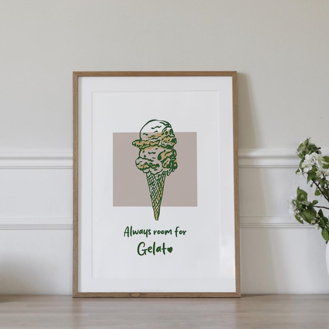 Italian Gelato Quote Wall Art Kitchen Decor Retro Gelato Café Art Print ...