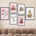 Vintage Christmas Ice Skating Poster Prints Xmas Floral Skates Wall Art ...