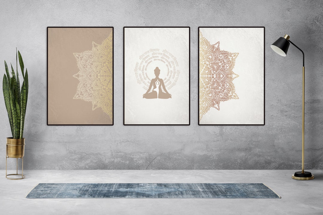 Meditation Yoga Art Poster Set of 3 Prints for Home Decor, Buddha ...