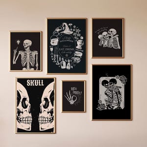 Funny Skeleton Halloween Wall Art Print Autumn Home Decor Retro ...
