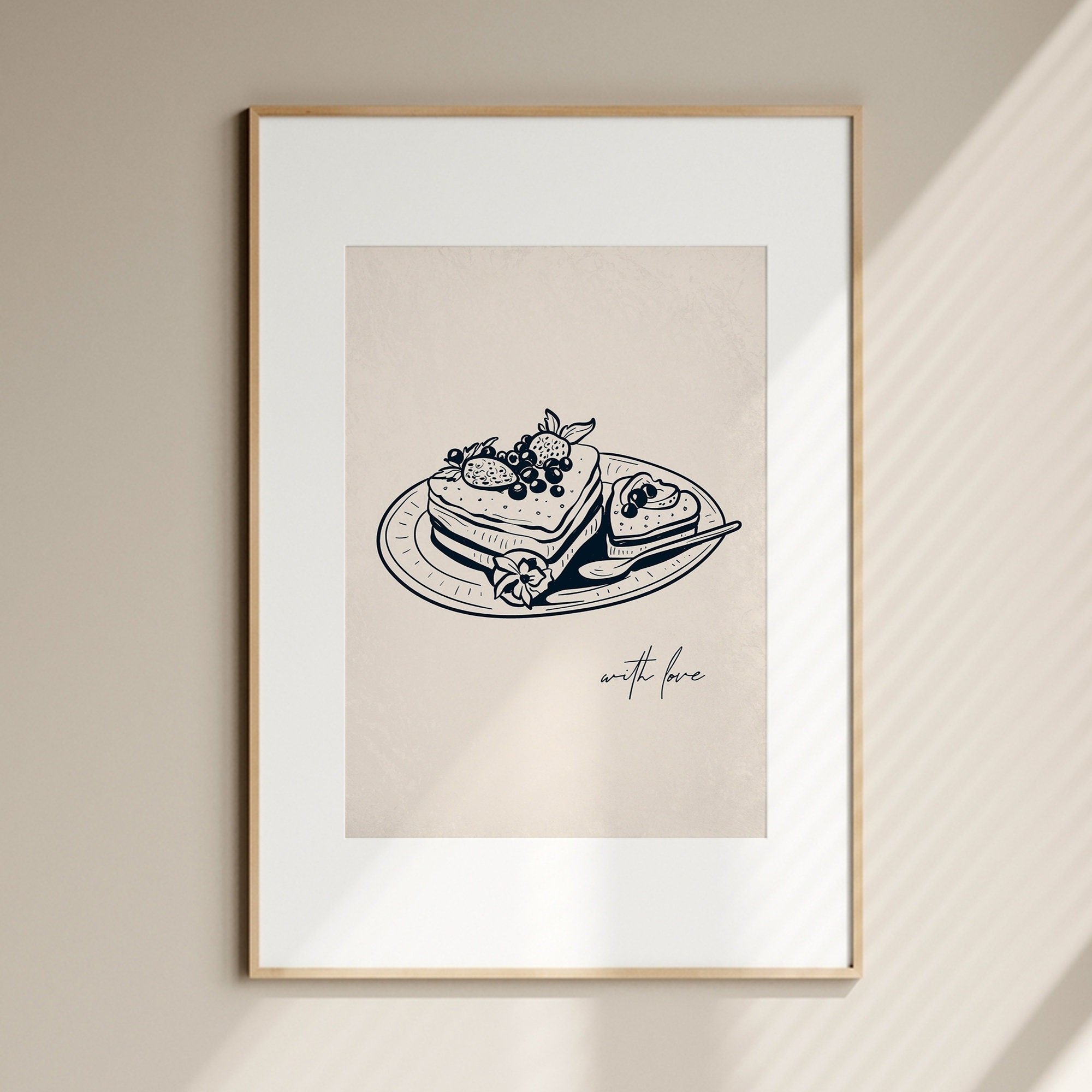 Retro Strawberry Cake Poster Aesthetic Vintage Dessert Print Trendy ...