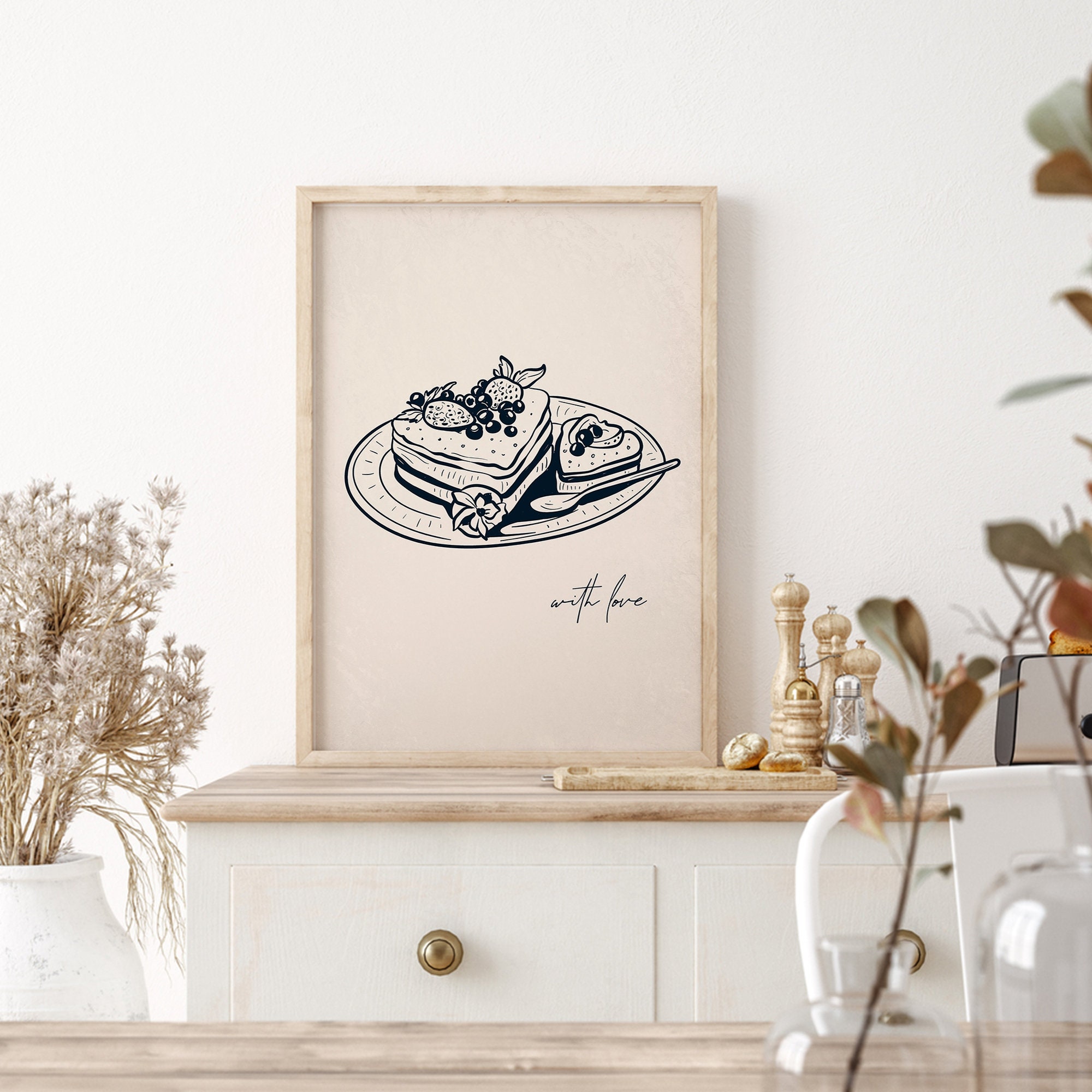 Retro Strawberry Cake Poster Aesthetic Vintage Dessert Print Trendy ...