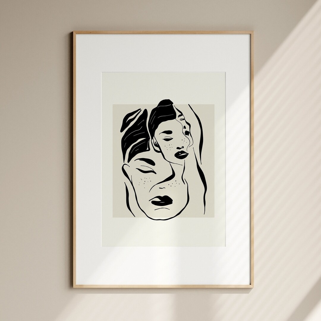 Self Love Abstract Women Face Line Art Print Retro Feminist Poster Boho ...