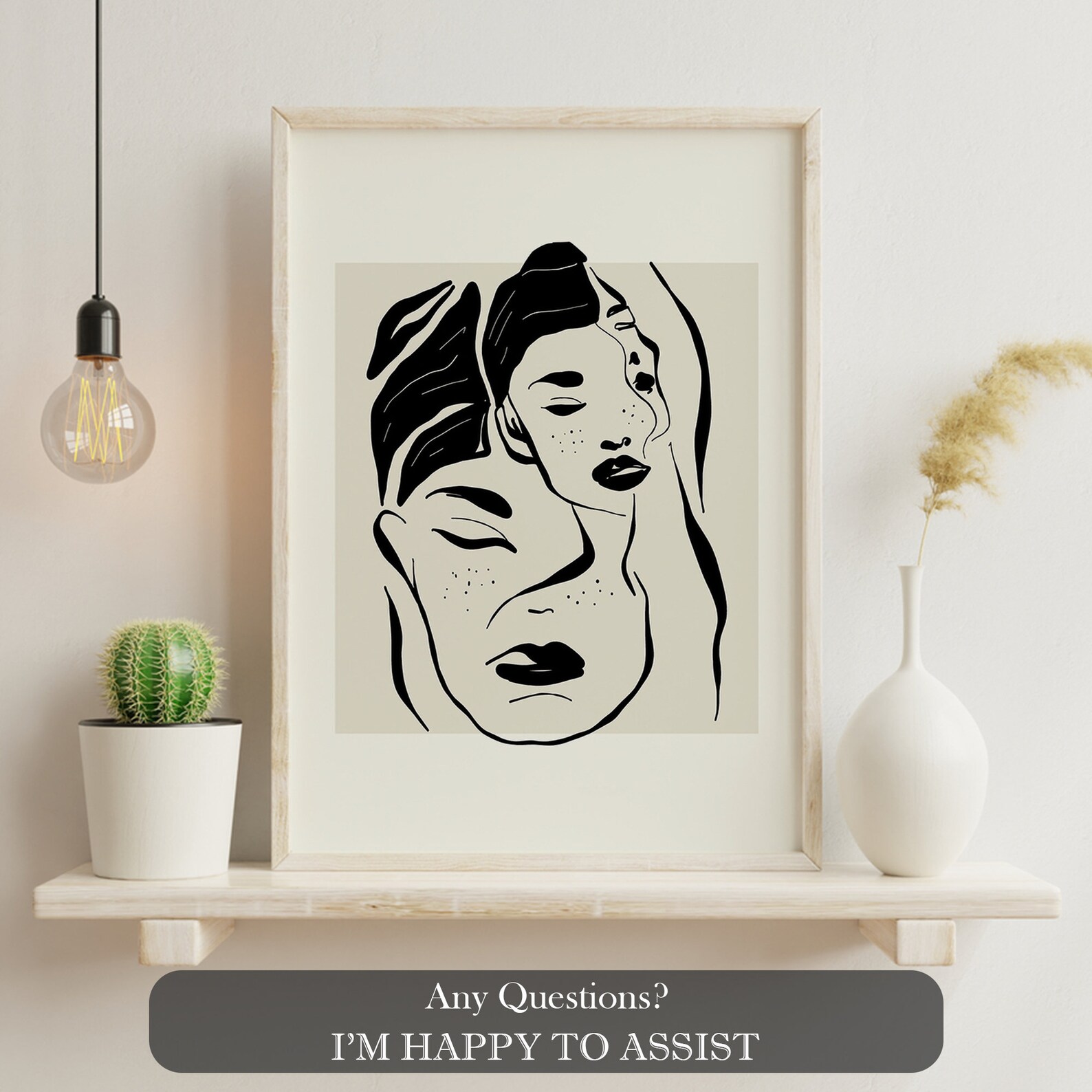 Self Love Abstract Women Face Line Art Print Retro Feminist Poster Boho ...