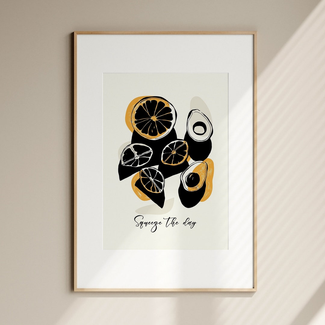 Lemons Wall Art Squeeze the Day Prints Trendy Fruits Quote Poster Funny ...