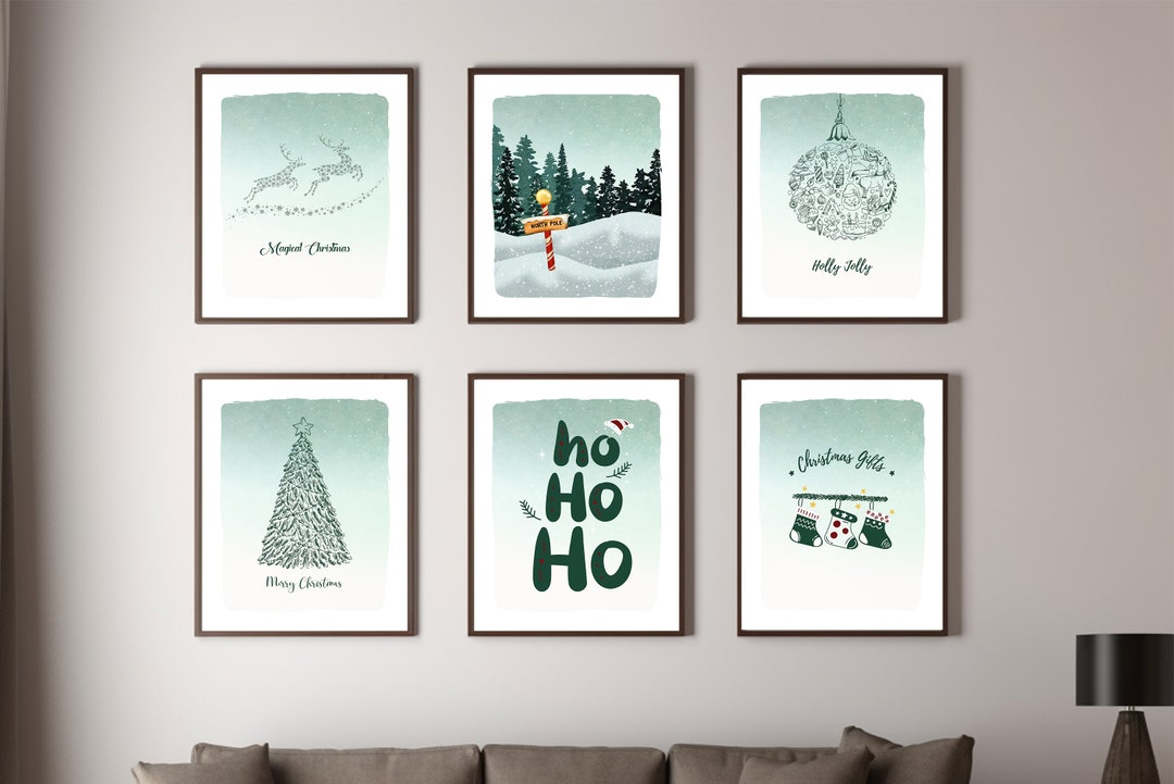 Christmas Wall Art Gallery Set of 6 Printables, Christmas Wall Art ...