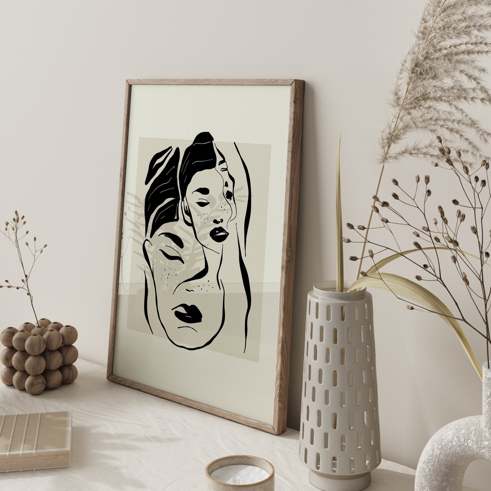 Self Love Abstract Women Face Line Art Print Retro Feminist Poster Boho ...