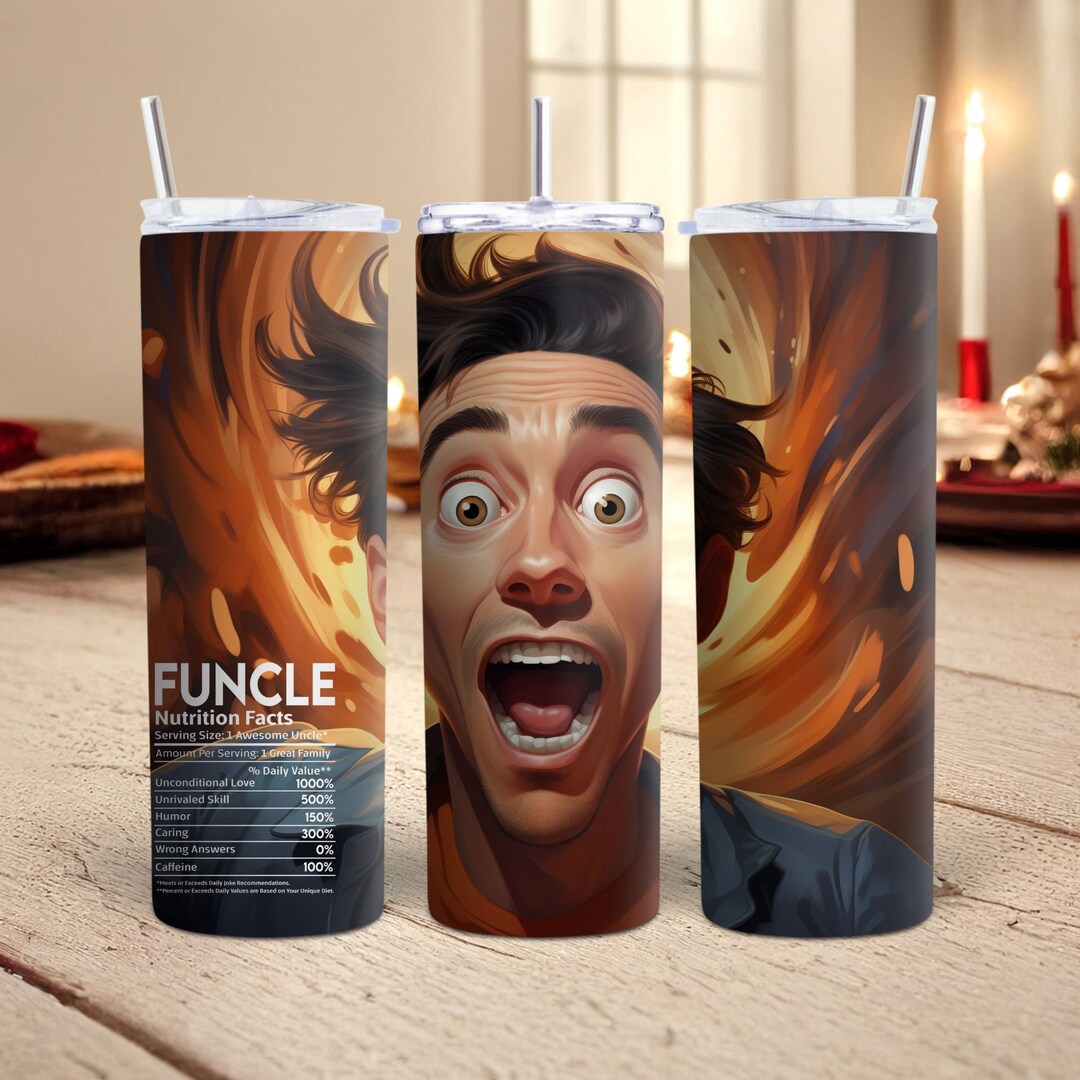 Fun Uncle 20 Oz Skinny Tumbler PNG Uncle Tumbler Wrap Sublimation ...