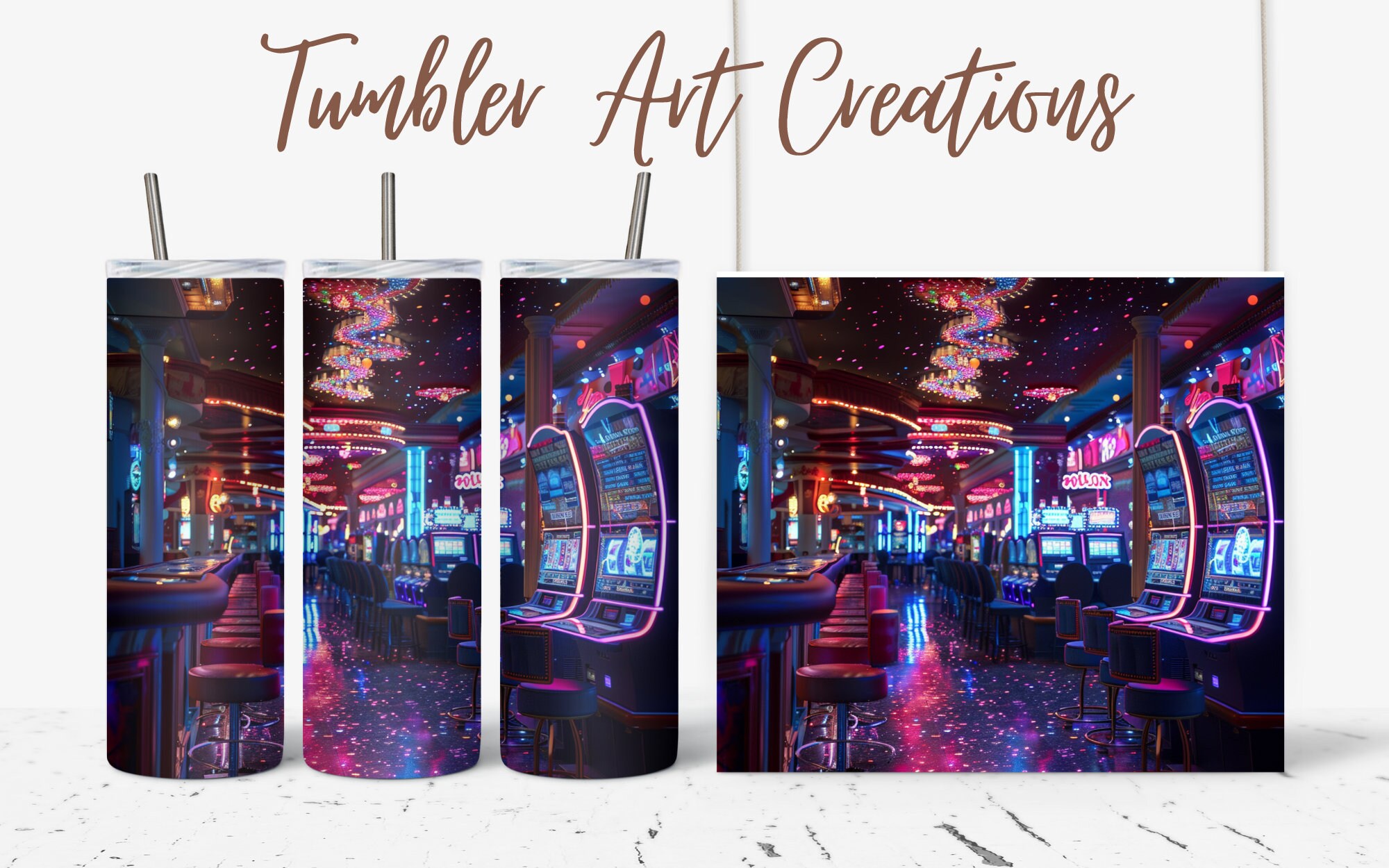 Casino Tumbler Wrap Slot Machines 20 Oz Skinny Tumbler Wrap Gambler ...