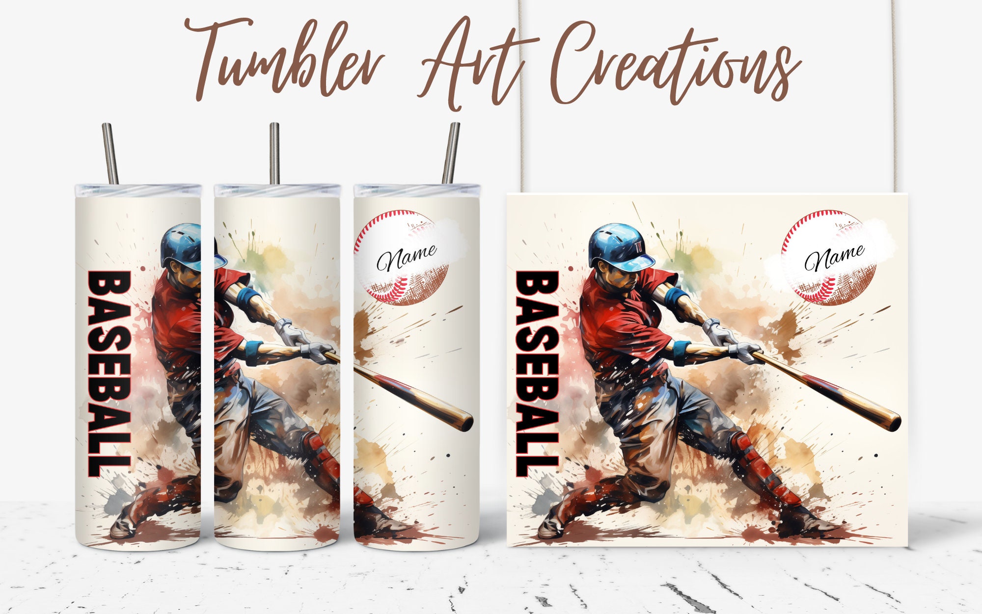 Boys Baseball Tumbler Sports Skinny Tumbler Wrap Personalized Baseball ...