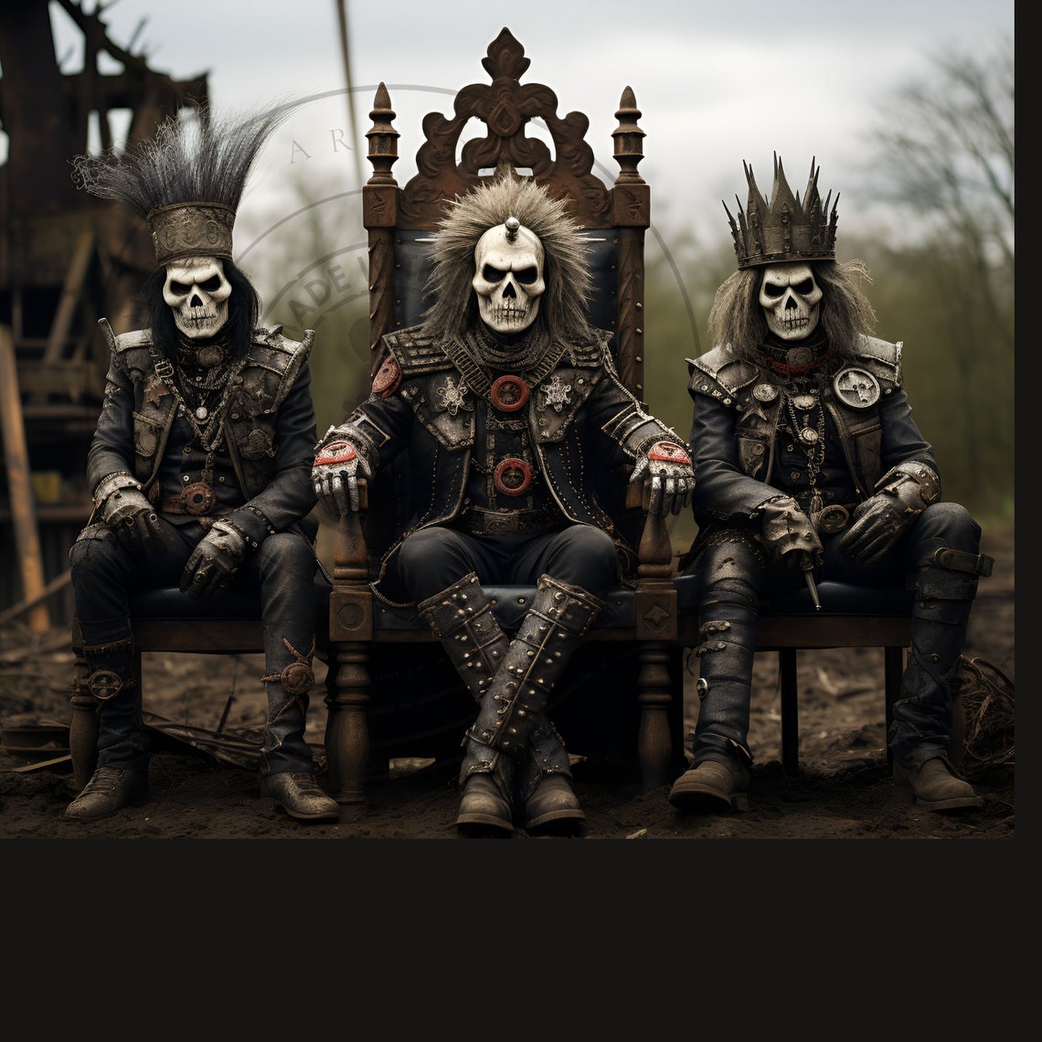 Gothic Skull Scene Goth Horrorcore Scene Clipart PNG Creepy Art Ghouls ...