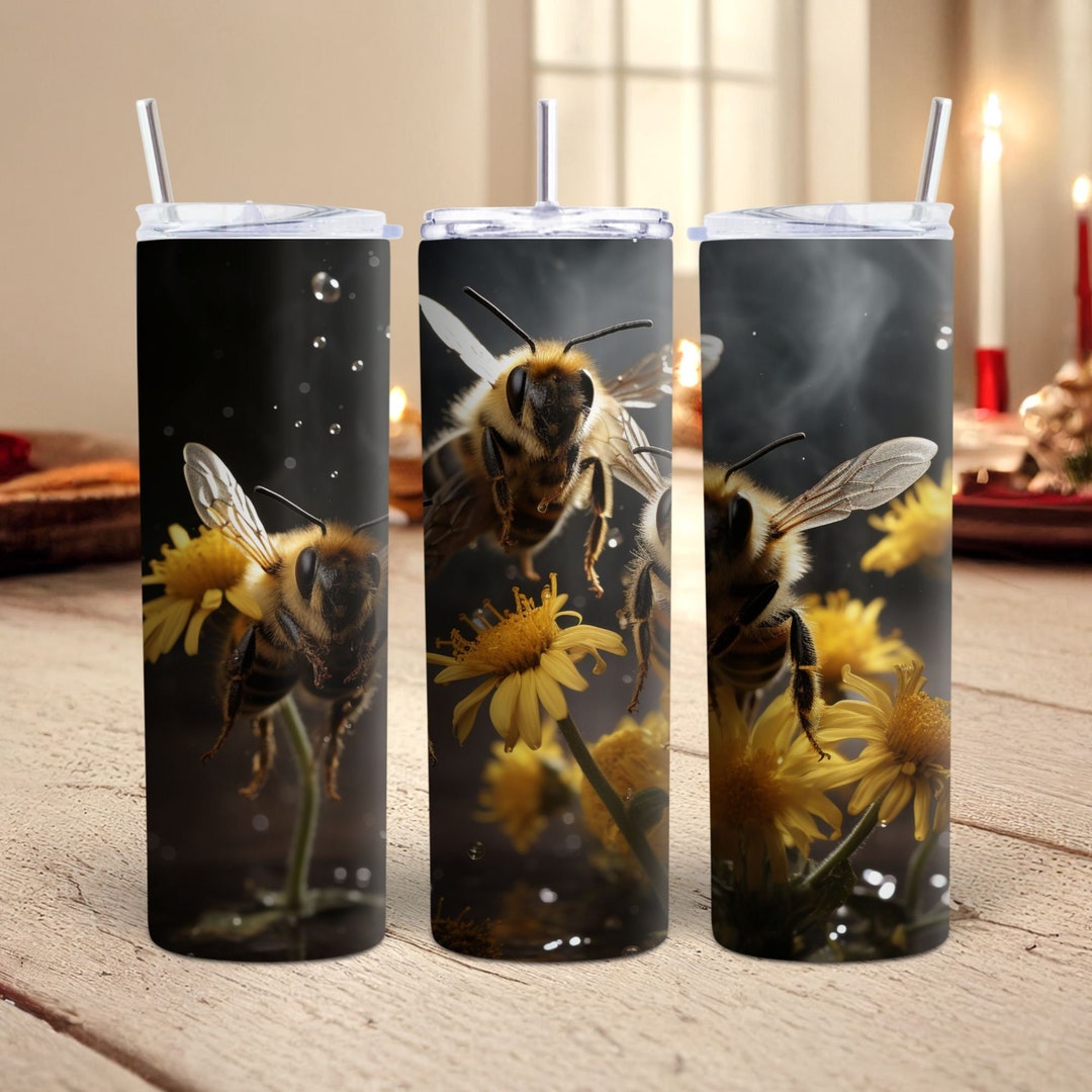 Bumble Bees Tumbler 20 Oz Skinny Tumbler PNG Yellow Bees Original ...