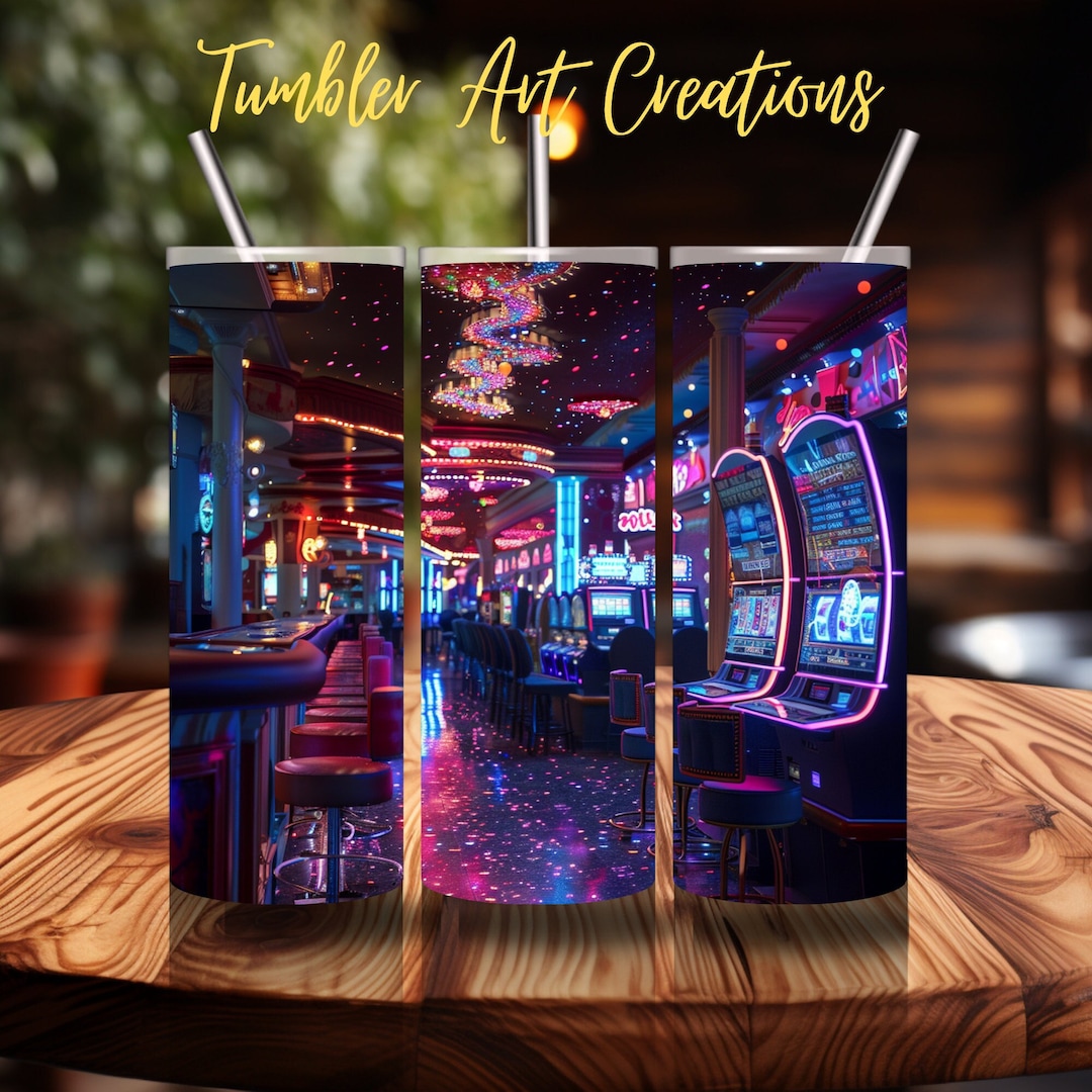 Casino Tumbler Wrap Slot Machines 20 Oz Skinny Tumbler Wrap Gambler ...