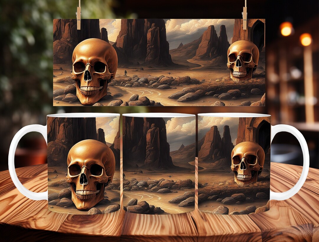 Gothic Scene Skull Mug Wrap Digital File Double Sided PNG Gift for ...