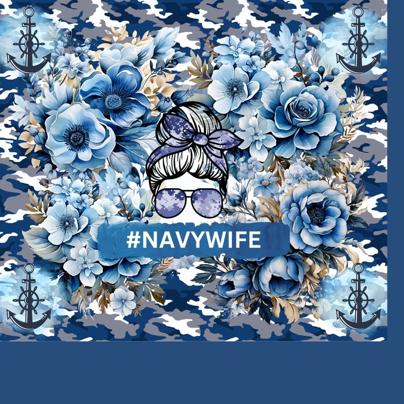 Navy Wife PNG 20oz Skinny Tumbler PNG Nautical Navy Tumbler Wrap ...