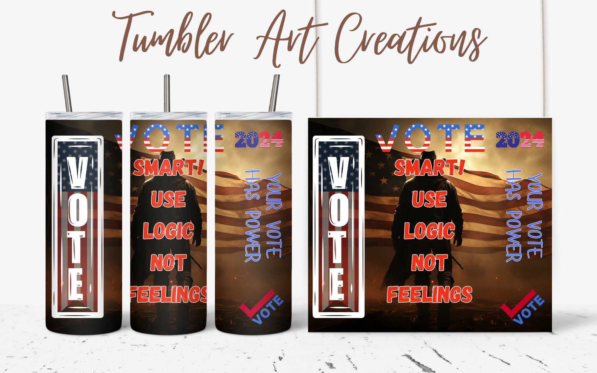 Vote 2024 Tumbler Wrap American Flag 20 Oz Skinny Tumbler PNG Voting ...